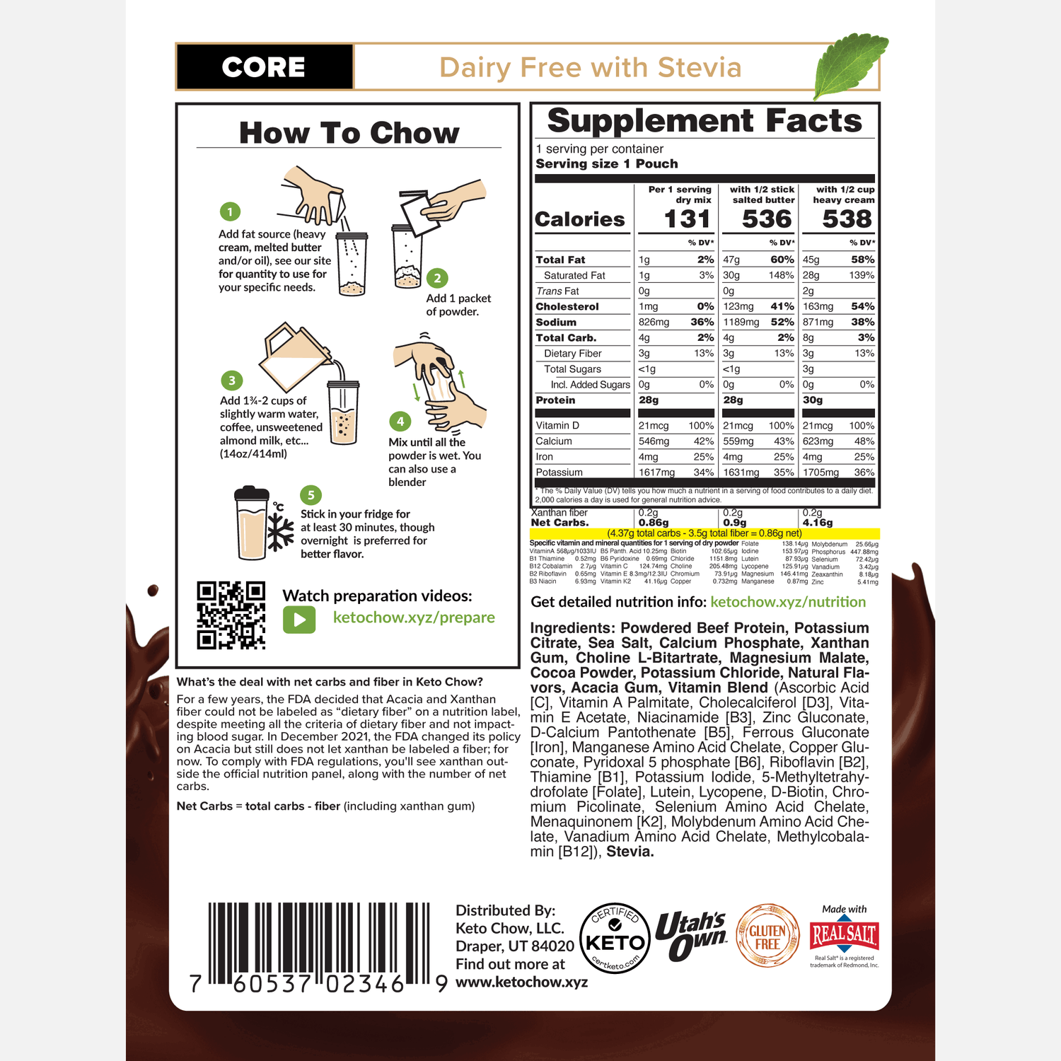 Keto Chow Nutrition Facts